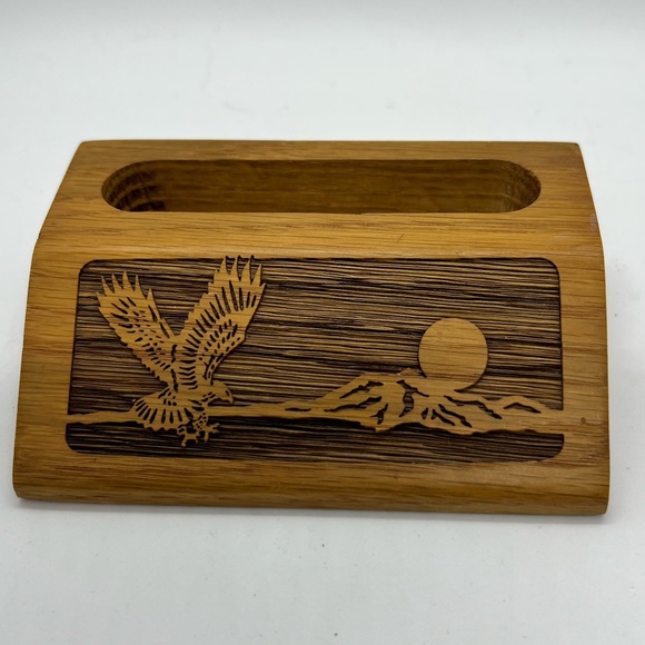 Office | Laser Engraved Walnut Business Card Holder Eagle Mountain ...